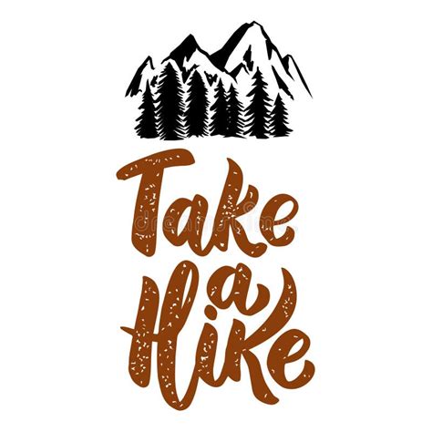 Take A Hike Lettering Phrase Isolated On White Background With