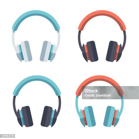 Headphones Flat Design Set向量圖形及更多耳筒圖片 耳筒 矢量圖 圖示 Istock