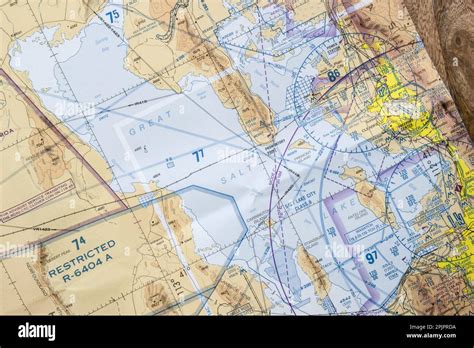 Close Up Of An Faa Aviation Sectional Navigation Map Showing Airport