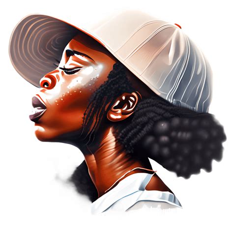 Black Woman Baseball Cap Biting Lip Hyper Realistic Intricate Detail