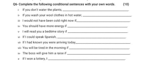 Q6 Complete The Following Conditional StudyX