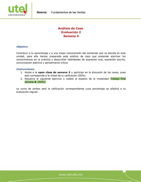 Trabajo final de fundamentos semana 4 Análisis de Caso Evaluación 2