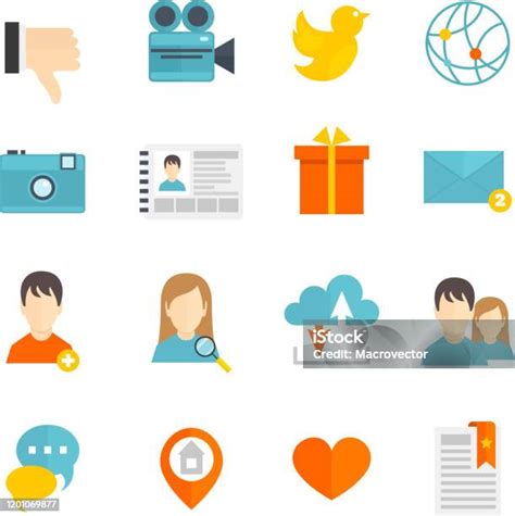 社交圖示設置平向量圖形及更多互聯網圖片 互聯網 人 個人備忘錄 Istock