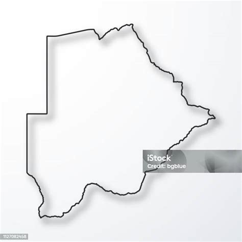 Carte Du Botswana Noir Contour Avec Ombre Sur Fond Blanc Vecteurs