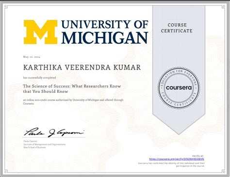 Completed Success Psychology Course With Coursera Karthika Veerendrakumar Posted On The Topic