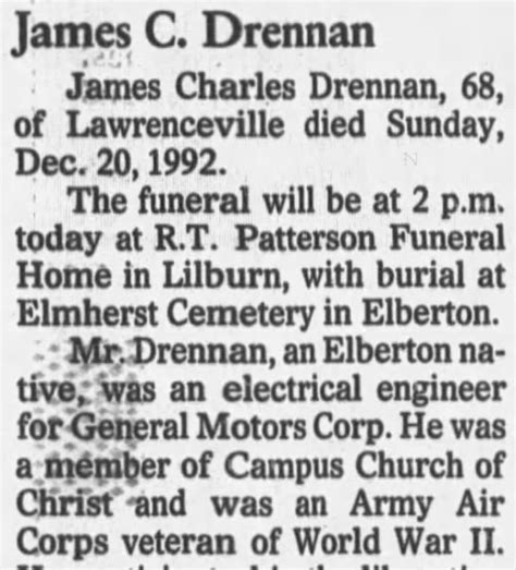 James Charles Drennan 1924 1992 Find A Grave Memorial