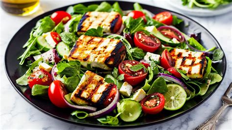 Greek Style Grilled Halloumi Salad Recipe