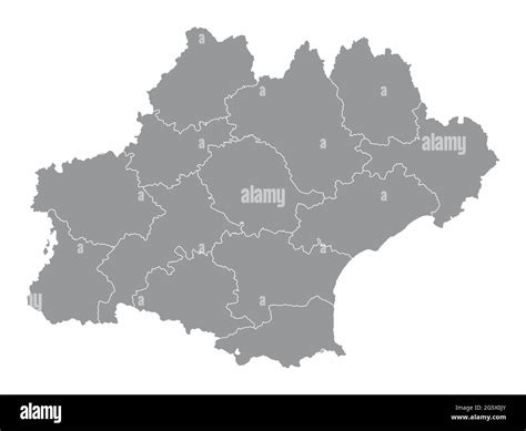 Occitanie Administrative Map Isolated On White Background France Stock