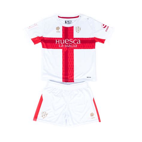 Kit Soka Infant Sd Huesca Away Kit 2023 2024 White Red Gold Metallic