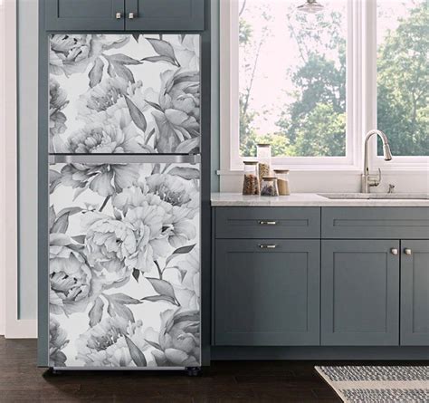 Fridge Wrap Peony Flower Refrigerator Side By Side Decal Floral Fridge