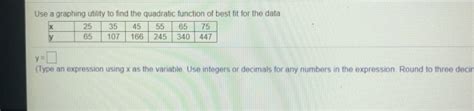 Solved Use A Graphing Utility To Find The Quadratic Function