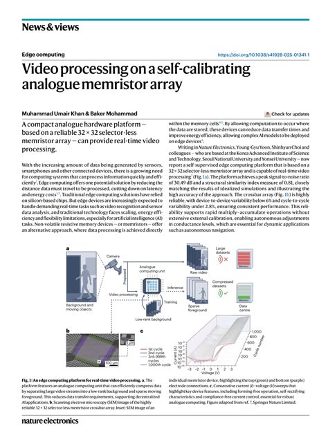 Pdf Video Processing On A Self Calibrating Analogue Memristor Array