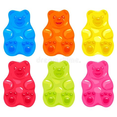 Jelly Candy Gummy Bear Fruit Gum Onboarding Icons Set Vector Stock