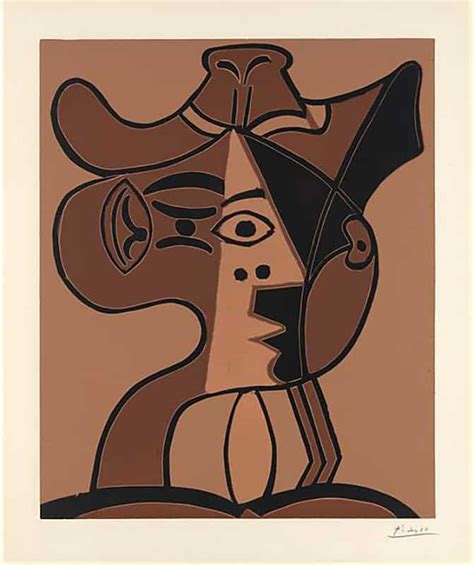 Pablo Picasso Grand Tête De Femme Au Chapeau Large Head Of A Woman