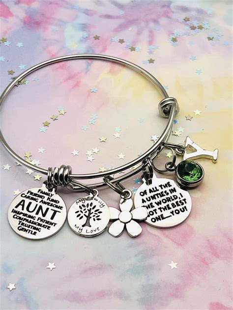 Aunt T Best Aunt Charm Bracelet T From Niece Etsy