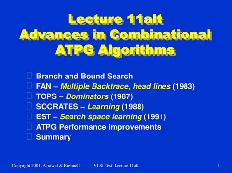 Ppt Lecture 11alt Advances In Combinational Atpg Algorithms