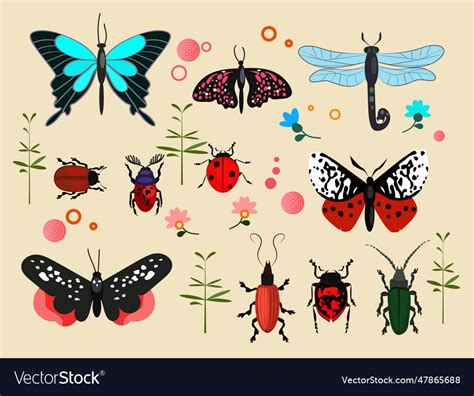 Insects Icon Set Royalty Free Vector Image VectorStock