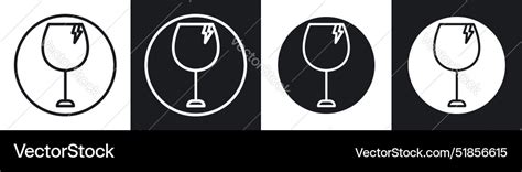 Box Fragile Icon Set In Black And White Filld Vector Image
