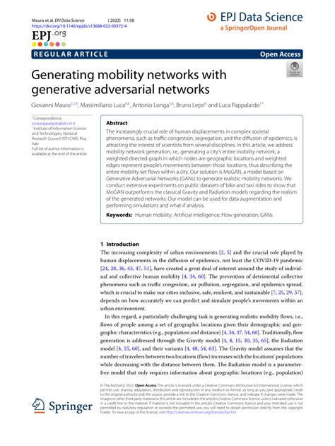 Pdf Generating Mobility Networks With Generative Adversarial Networks