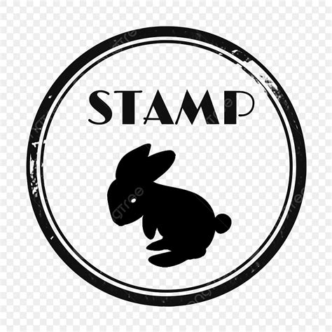 Cartoon Small Rabbit Round Vintage Postmark Stamp Chapter Label