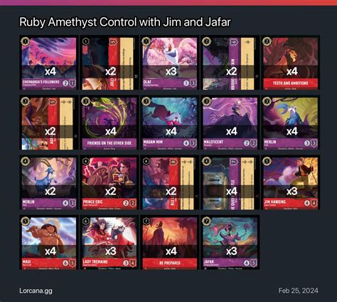 Ruby Amethyst Control With Jim And Jafar Lorcana Deck Disney Lorcana