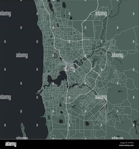 Map Of Perth In Australia In A Smooth Dark Style Contains Layered