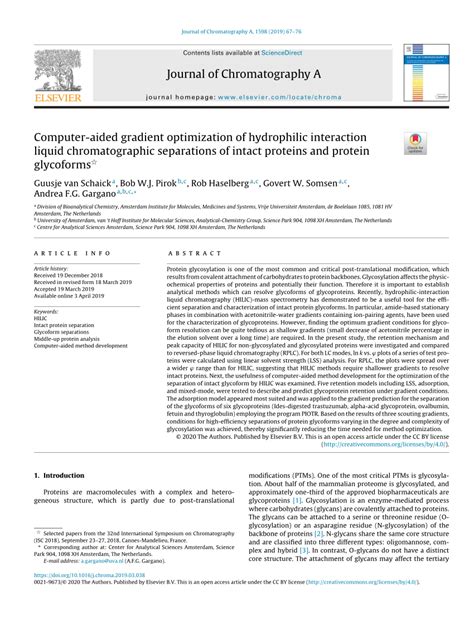 Pdf Computer Aided Gradient Optimization Of Hydrophilic Interaction Liquid Chromatographic