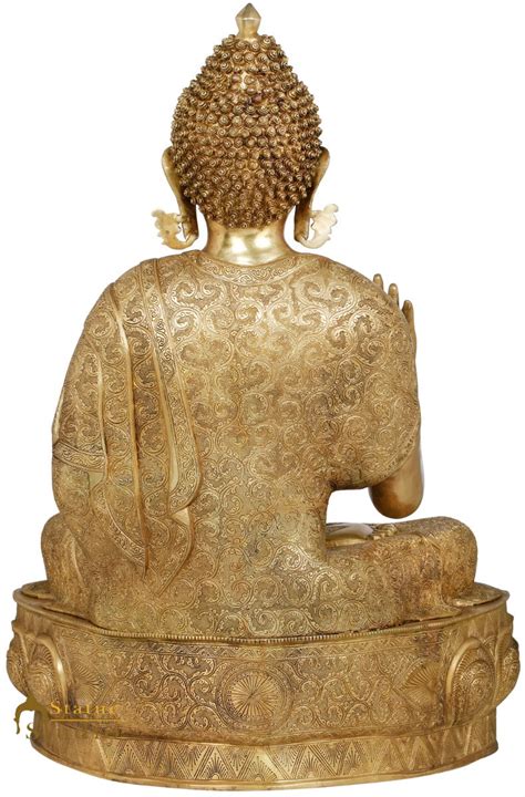 Brass Finest Carved Robe Buddha Statue Home Office Garden Décor Idol 3 Feet