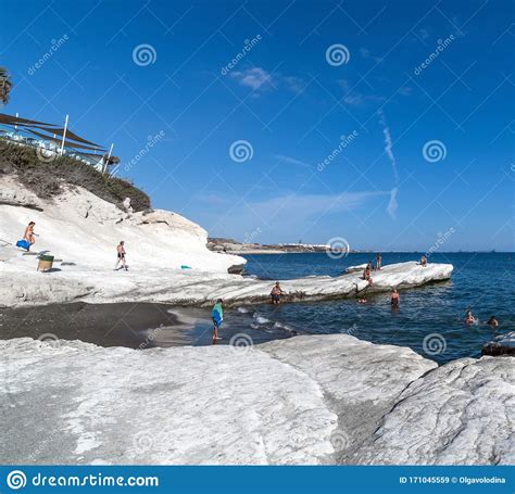 Limassol Cyprus Oct 10 2019 Governor Beach With White Limestone