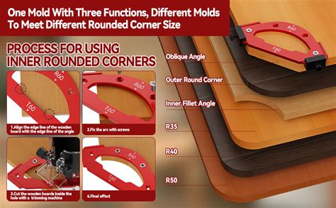 7pcs Radius Jig Router Template 3 In 1 Corner Radius Routing Template Quick Jig Router Bit