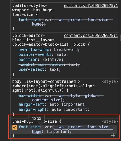 Font Size Huge Does Not Respect The Size Specified In Themejson