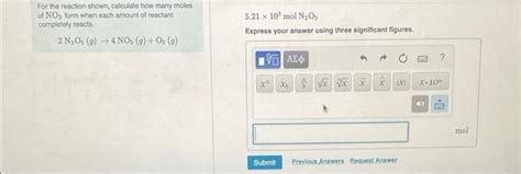 Solved For The Reaction Shown Calculate How Many Moles Of Chegg