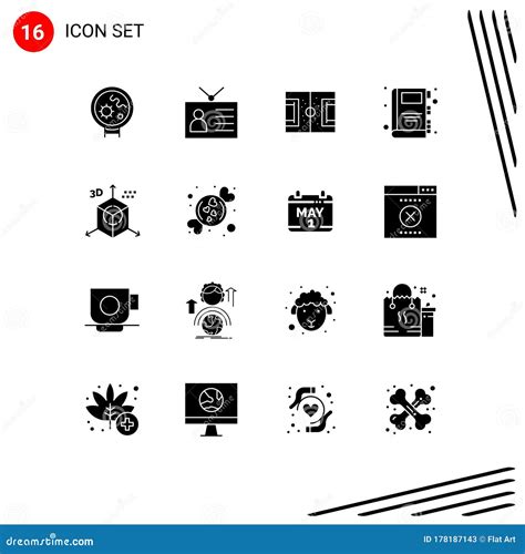 Modern Set Of 16 Solid Glyphs And Symbols Such As Coding E Book Vintage Back To School Pitch