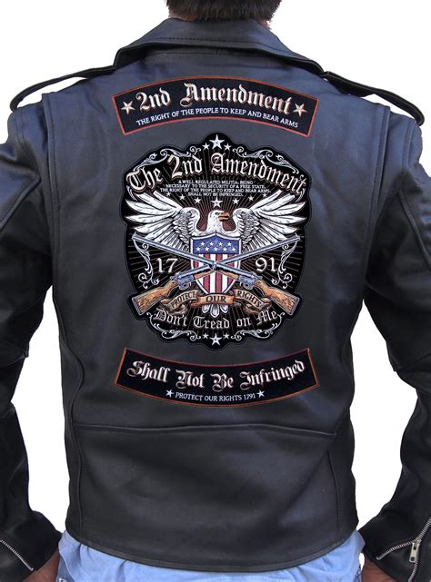 Patriotic The 2nd Amendment Rights 3 Pc Rocker Set Biker Patch