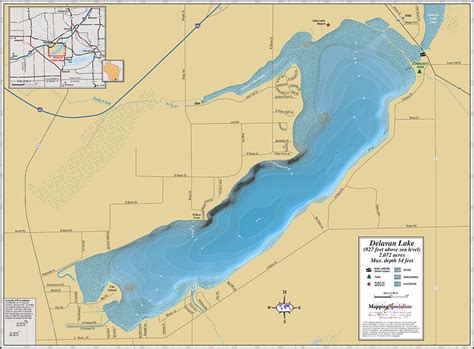 Delavan Lake Wall Map