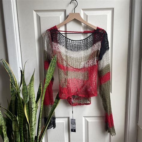 NWT jaded london open stitch sweater top. striped... - Depop