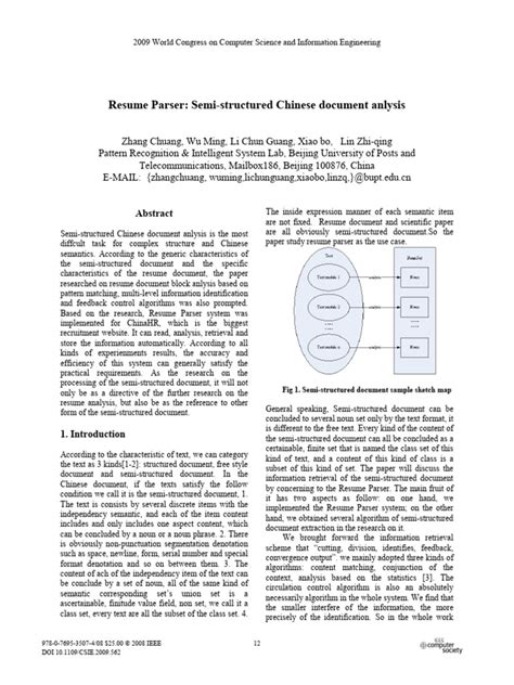 Resume Parser Semi Structured Chinese Document Analysis Pdf Parsing Information