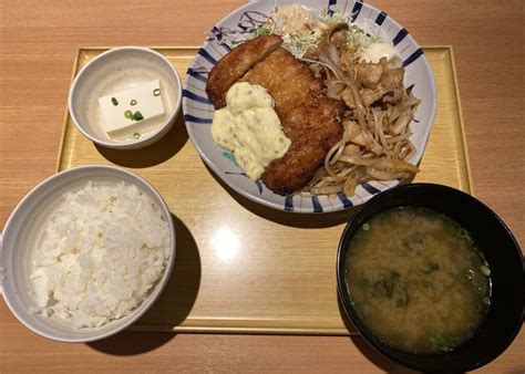 【やよい軒】チキン南蛮としょうが焼の人気コンビ定食【逆写真詐欺？】 つぐっとーく