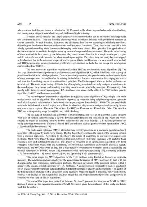 text documents clustering using modiﬁed multi verse optimizer pdf