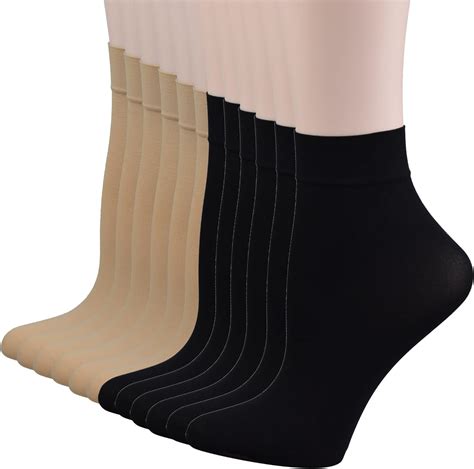 Fitu Womens 12 Pairs Pack Nylon Ankle High Tights Hosiery Socks Extra