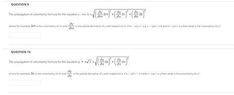 Solved QUESTION The Propagation Of Uncertainty Formula For Chegg Com