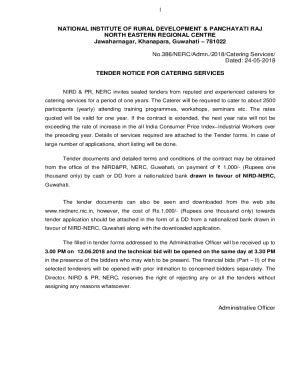 Fillable Online TENDER NOTICE FOR CATERING SERVICES Fax Email Print