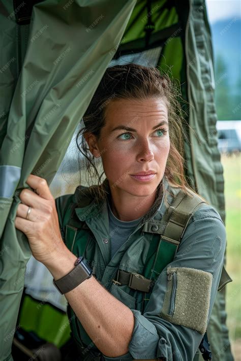 Premium Photo Determined Female Soldier In Military Uniform Posing