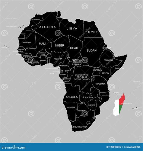 Territory Of Madagascar On Africa Continent Vector Illustration Stock