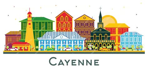 Premium Vector Cayenne City Skyline With Color Buildings Isolated On