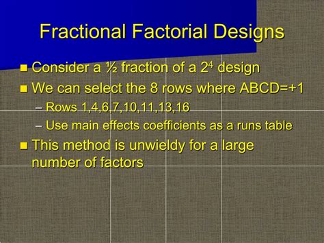 PPT Fractional Factorial Design PowerPoint Presentation Free