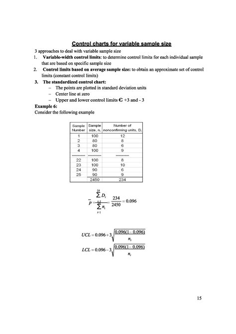 Control Charts For Variable Sample Size Mechanical Engineering Studocu