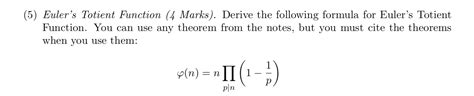 solved 5 euler s totient function 4 marks derive the
