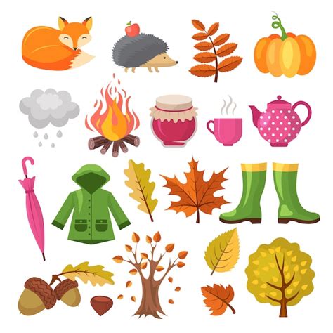 Premium Vector Autumn Icon Set Various Symbols Of Autumn