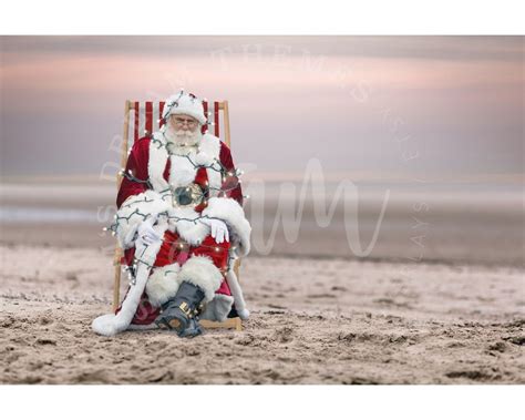Santa Tied Up On A Christmas Beach Digital Background Etsy